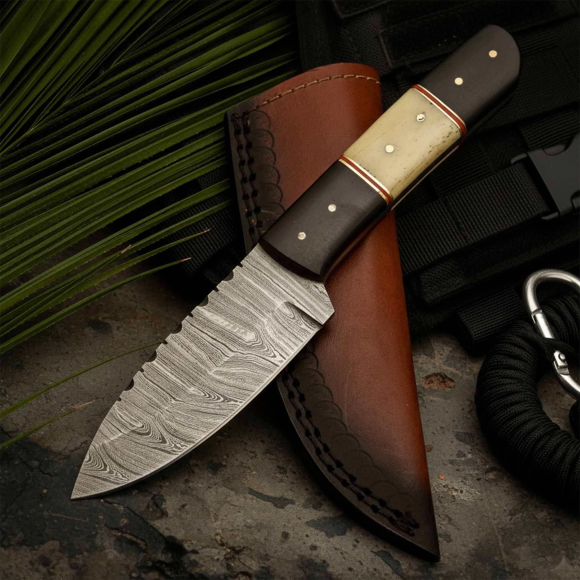 Desert Mirage | Damascus Utility Knife for Outdoor & Camping Use